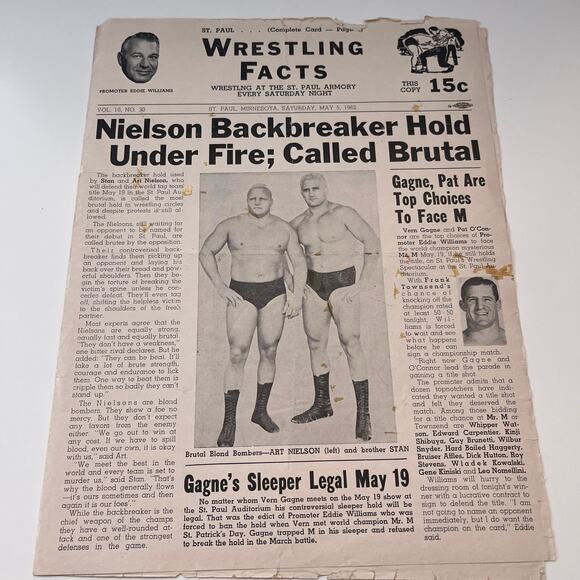 Mr M Kowalski Geigel Townsend May 5 1962 Wrestling Facts Program & Card ...